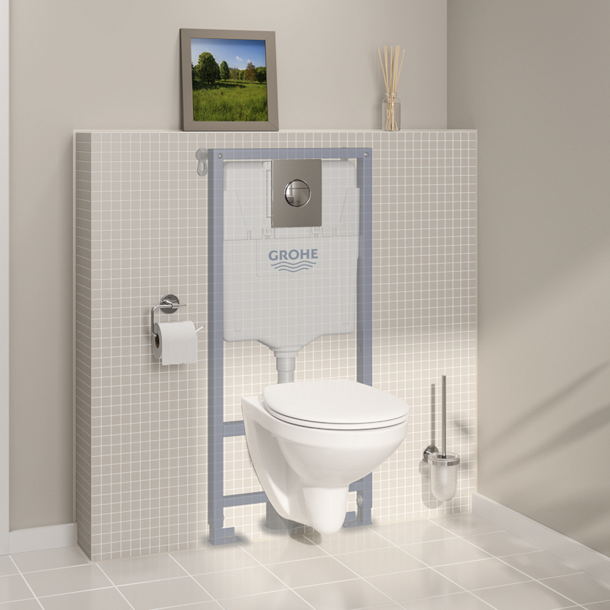 GROHE SOLIDO 4IN1 SET KOMPLETT INNBYGNINGSTOALETT M/TRYKKPLATE ...