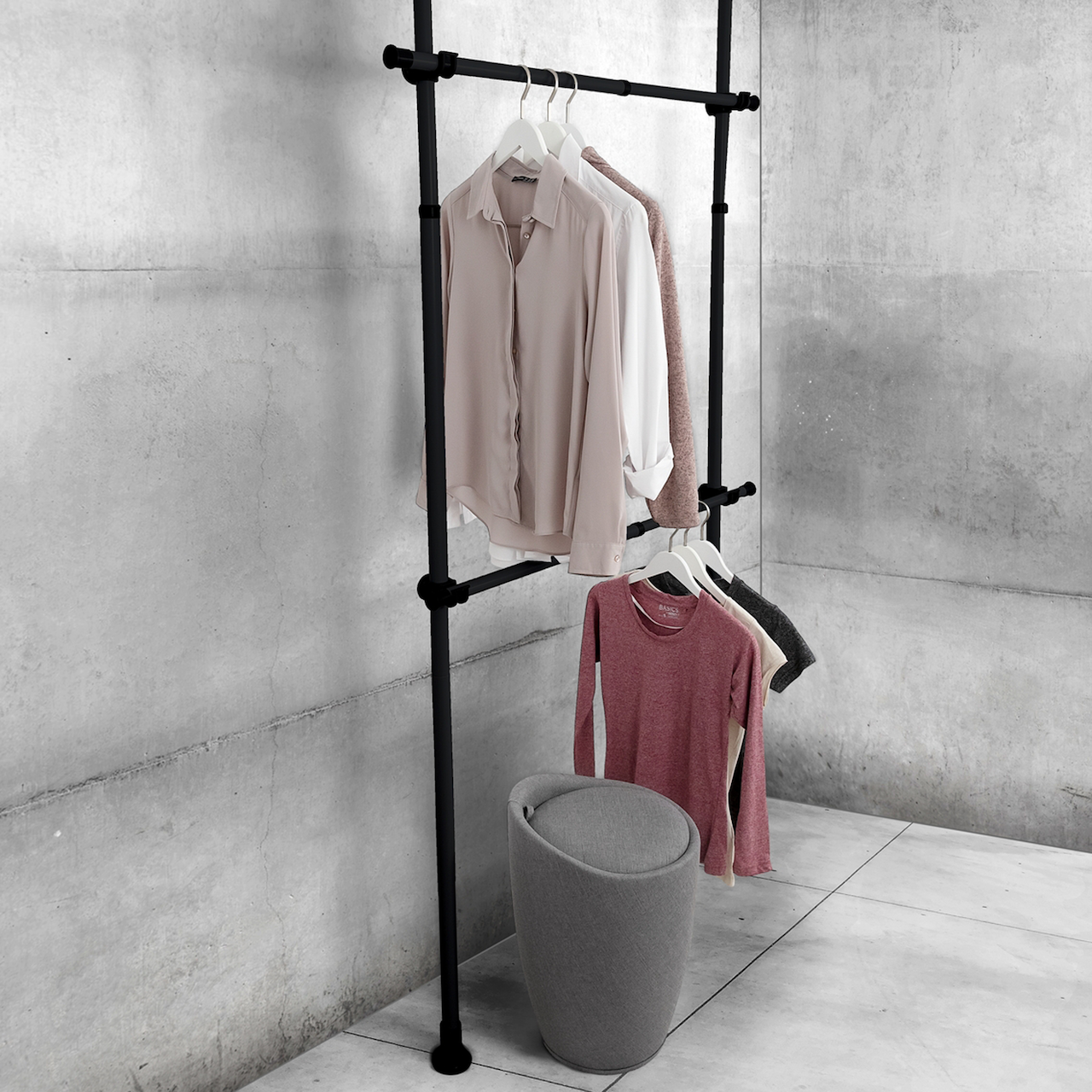 WENKO HERCULES GARDEROBESTANG 2 STK. SORT | Megaflis.no