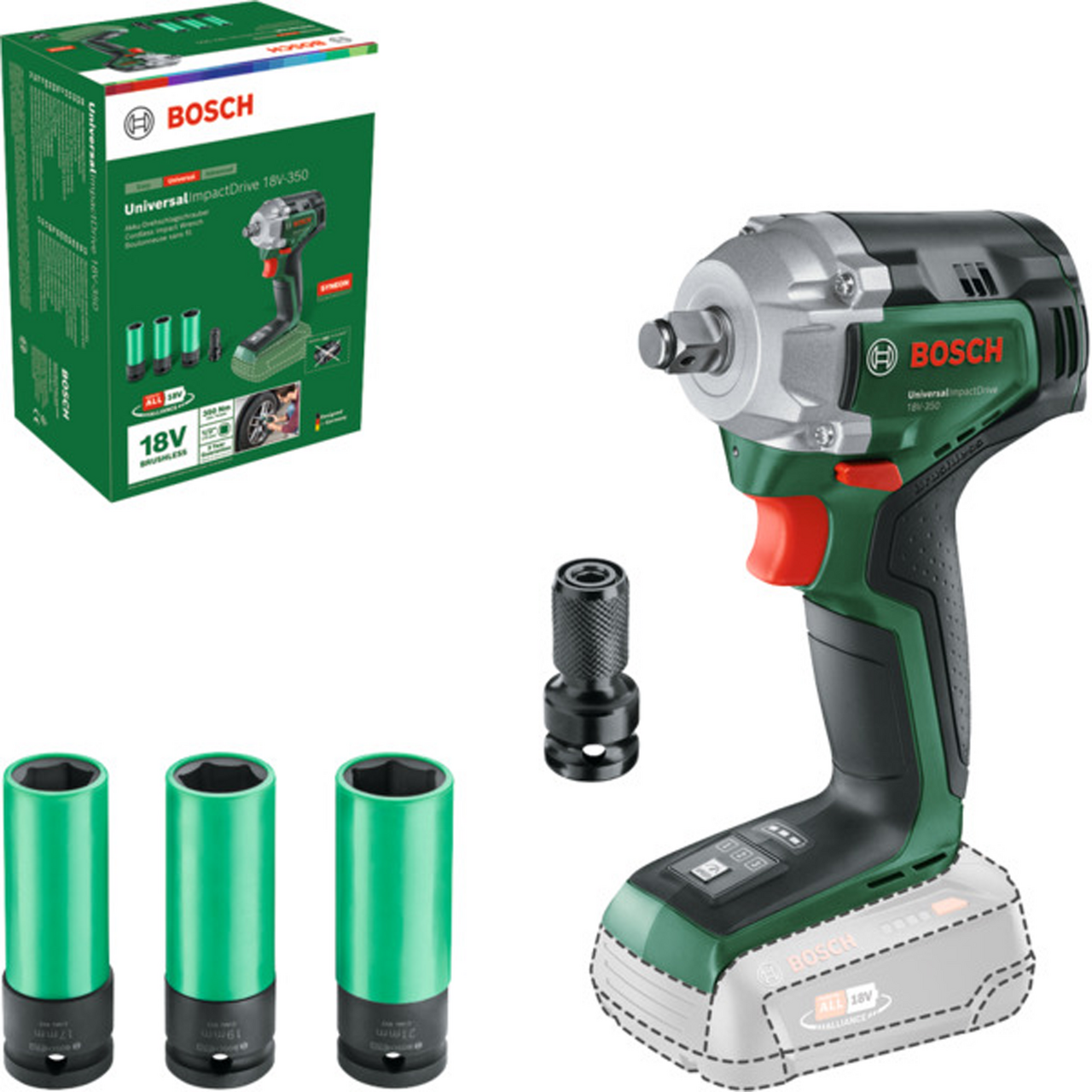 BOSCH MUTTERTREKKER UNIV 18V-350 M/PIPESETT | Megaflis.no