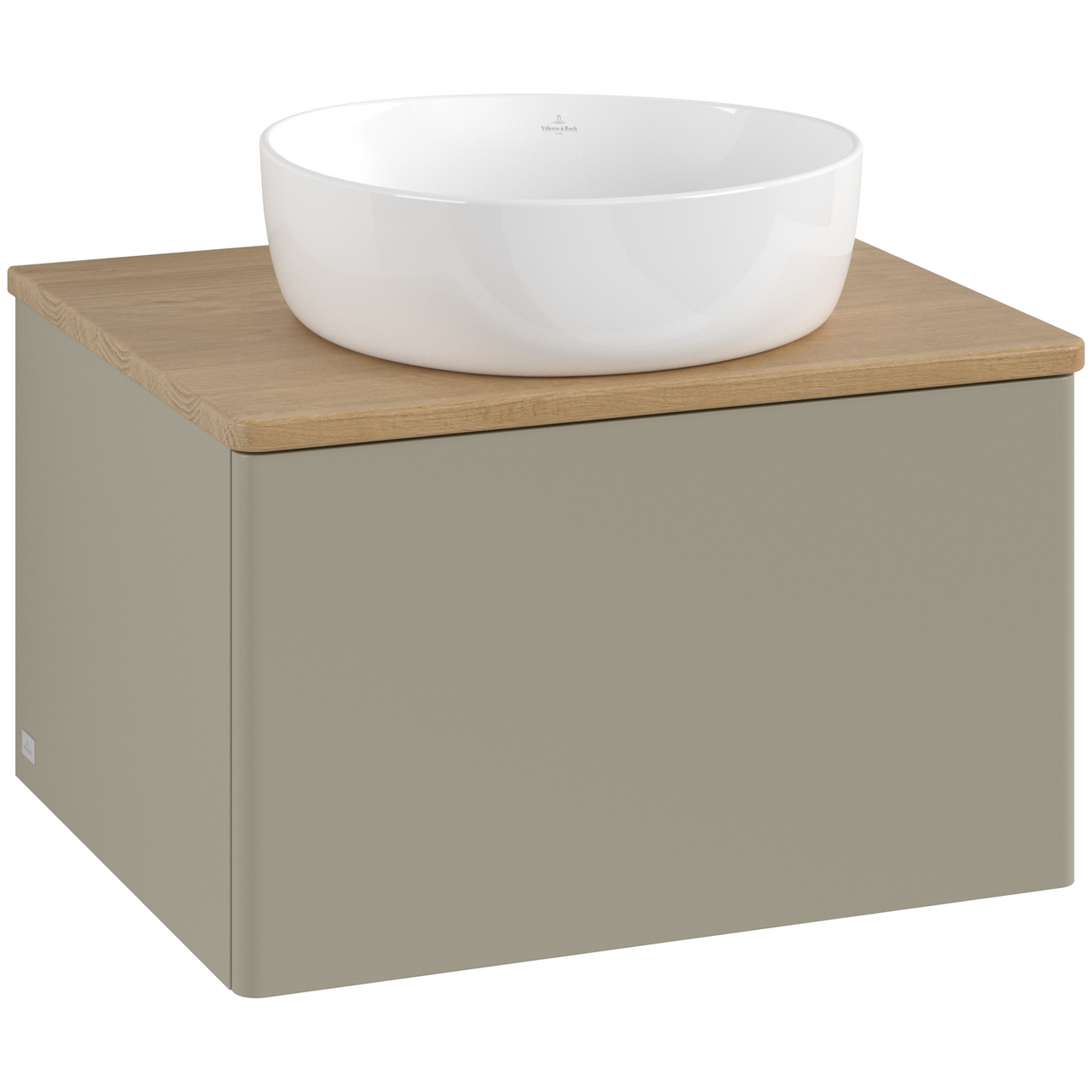 V&B ANTAO SERVANTSKAP 1 SKUFF GLATT 600X360X500 U/KRANHULL STENGRÅ/EIK ...