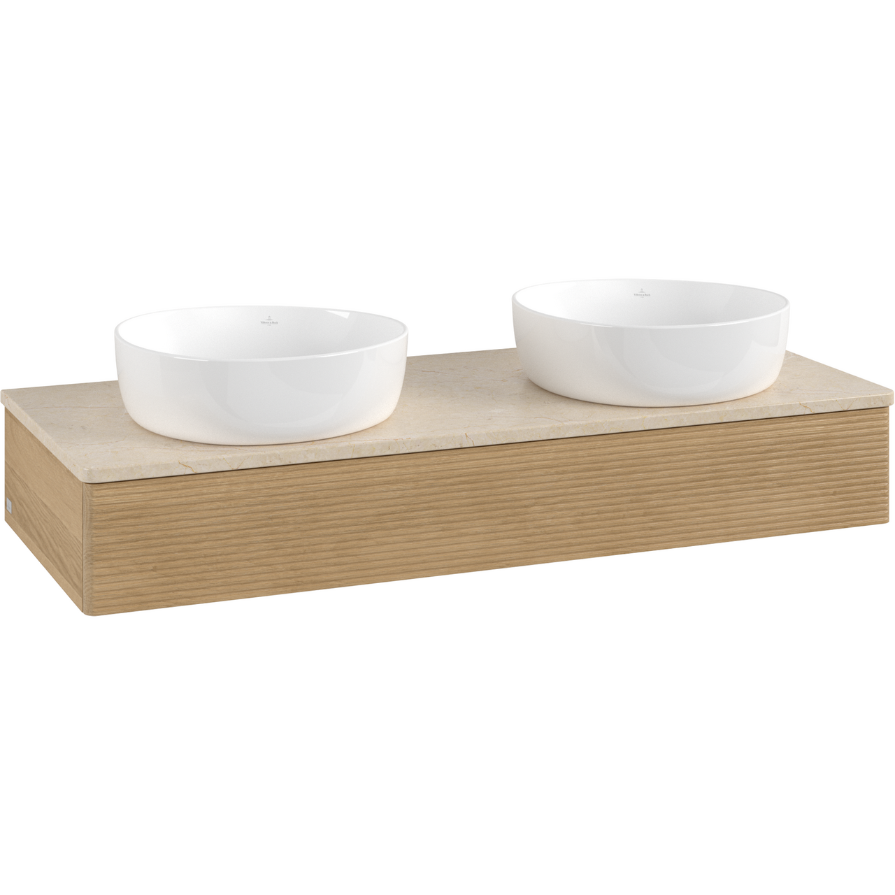 V&B ANTAO SERVANTSKAP 1 SKUFF RILLET 1200X190X500 FOR 2 SERV. U/KRANHULL M/LYS EIK/CRÉME ...