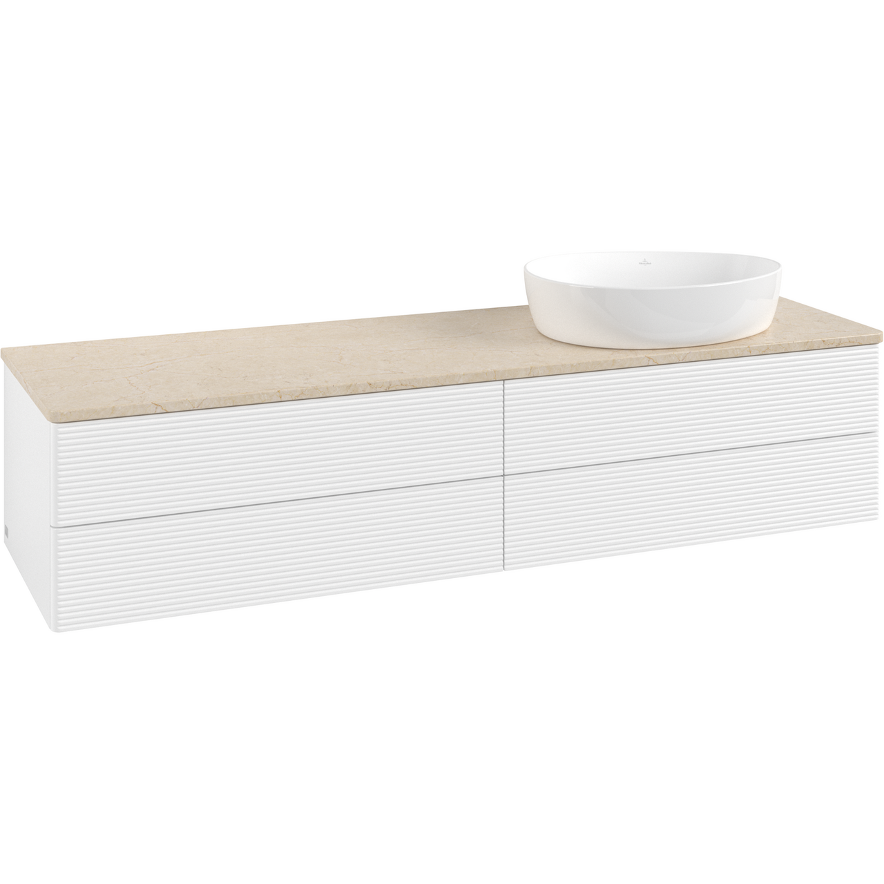 V&B ANTAO SERVANTSKAP 4 SKUFFER RILLET 1600X360X500 HØYRE U/KRANHULL M ...