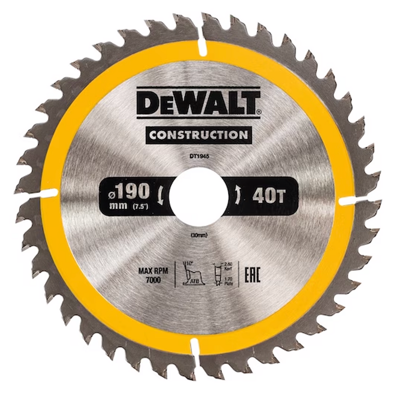 DEWALT SAGBLAD 190X30X40T DT1945 DEWALT | Megaflis.no