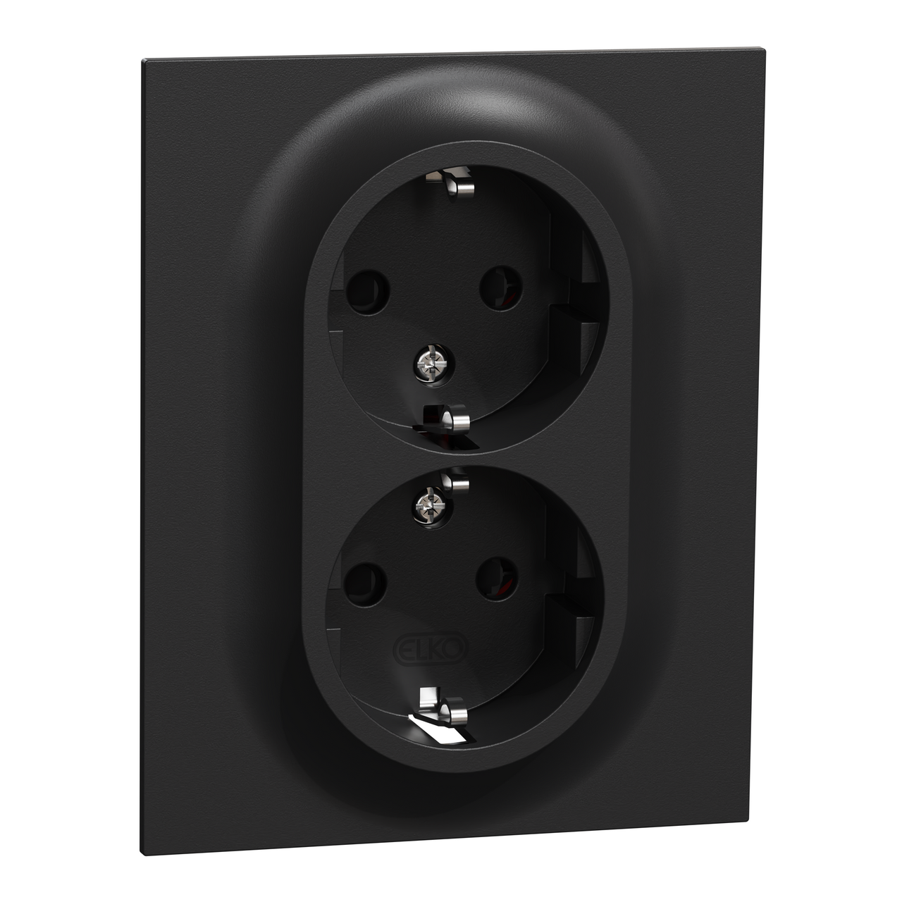 ELKO ONE DOBBELSTIKK LAV MED JORD HURTIGKLEMME SORT IP21 | Megaflis.no