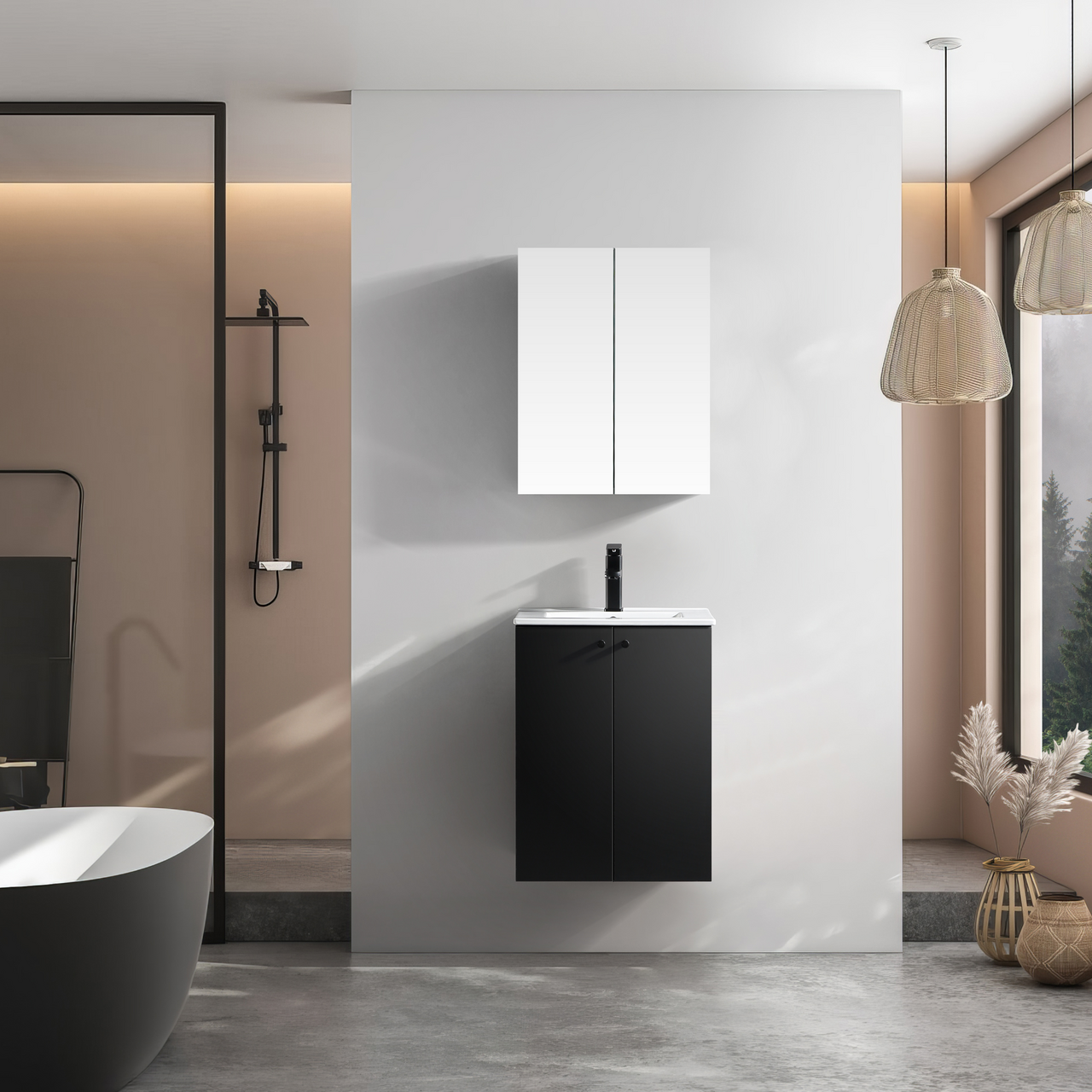LIND SÆBY 50 BADEROMSMØBEL M/SPEILSKAP SORT | Megaflis.no